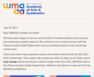 COVID-19 Updates - Parents - WMAAA